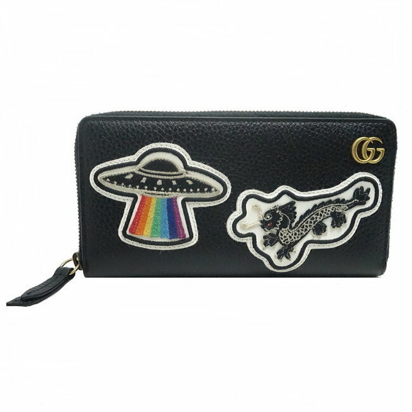 Gucci | Bags | Gucci Gg Marmont Leather Wallet Ufo Dragon Black Zip ...